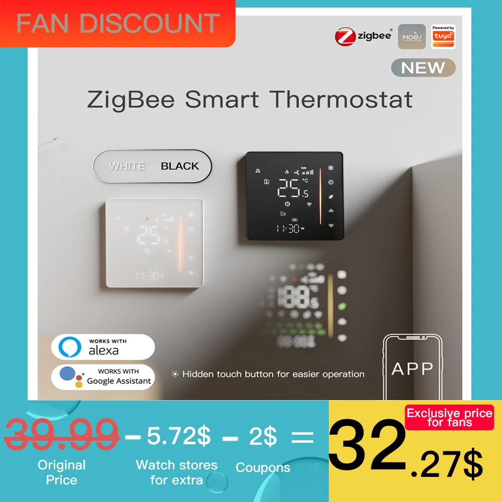 Moes Zigbee Thermostat Room Temperature Controller Of Water/electric ...