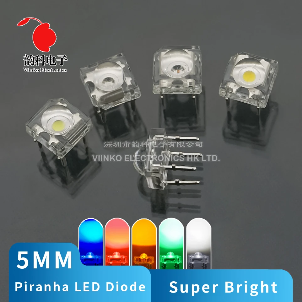 10pcs-5mm-F5-Piranha-LED-White-Red-Green-Yellow-Amber-Warm-White-Clear ...
