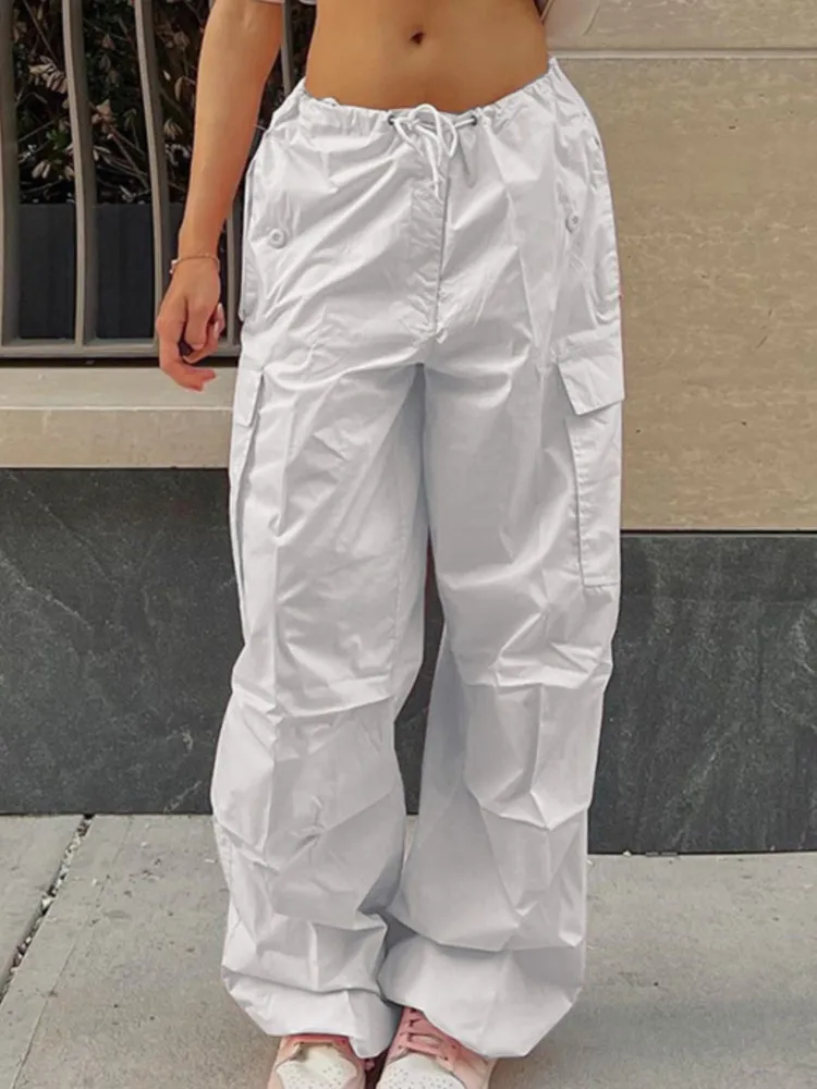 TRAF Pantalon Cargo Vintage pour Femme, Survêtement Blanc, Longueur ...