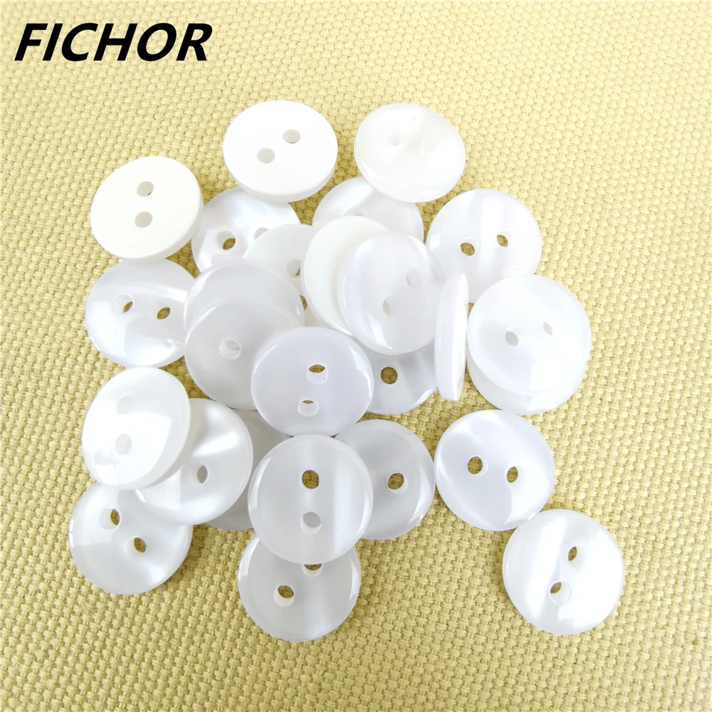 30-pcs-11mm-2-Hole-White-Resin-Sewing-Buttons-Cute-solid-Color-Round ...