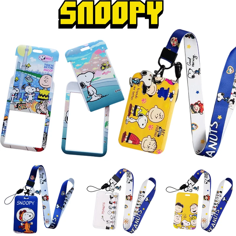 Snoopy ID Card Holder Lanyard Cartoon Girls Boys Credential Holders ...