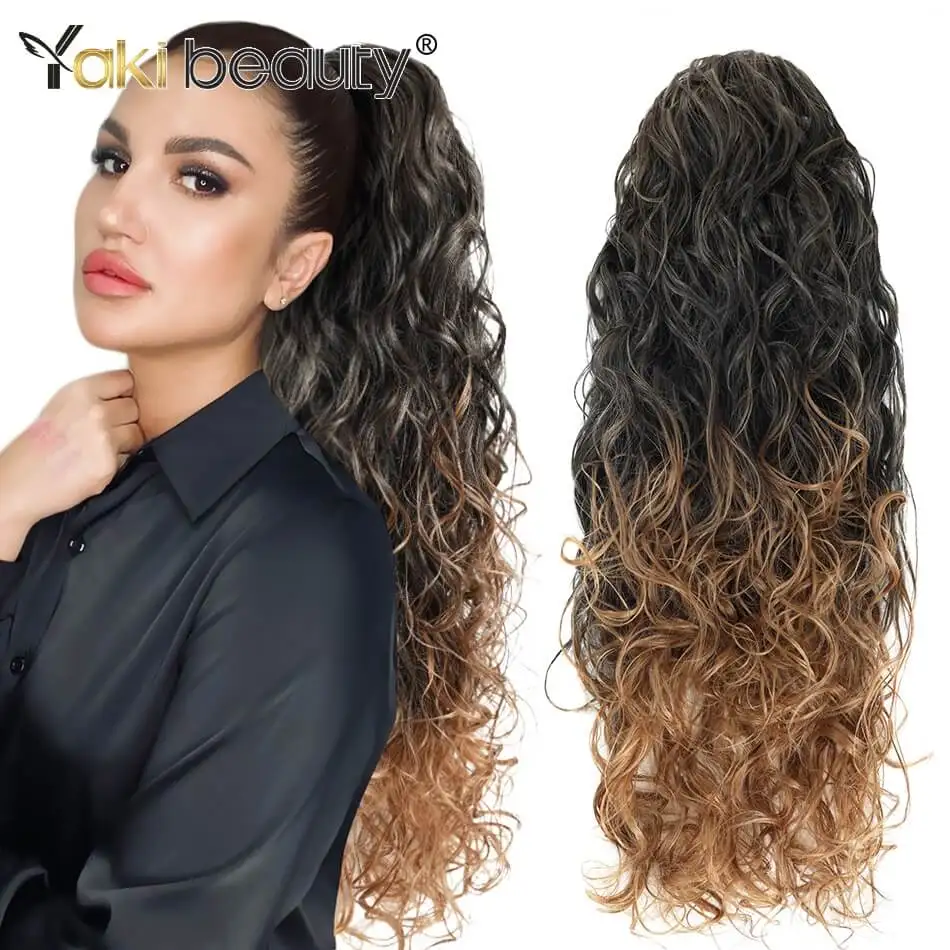 Cola-de-Caballo-ondulada-larga-sint-tica-con-cord-n-extensiones-de ...