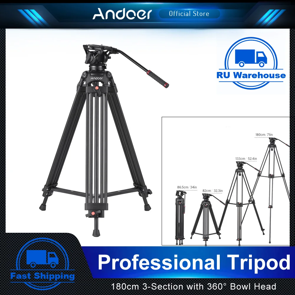 Andoer Professional Camera Tripé Stand Fotografia 180 centímetros com ...