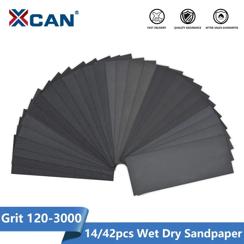 XCAN-14pcs-Sandpaper-Wet-Dry-Sanding-Paper-Grit-120-3000-Sand-Papers ...