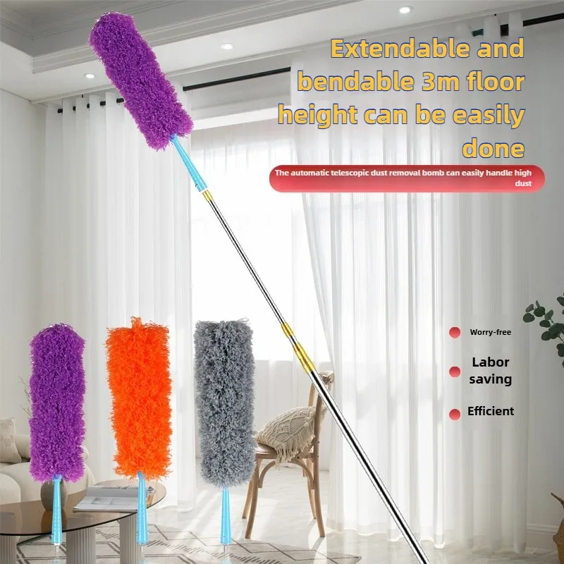 Dust Cleaning Brush Telescopic Feather Duster Stainless Steel Flexible ...
