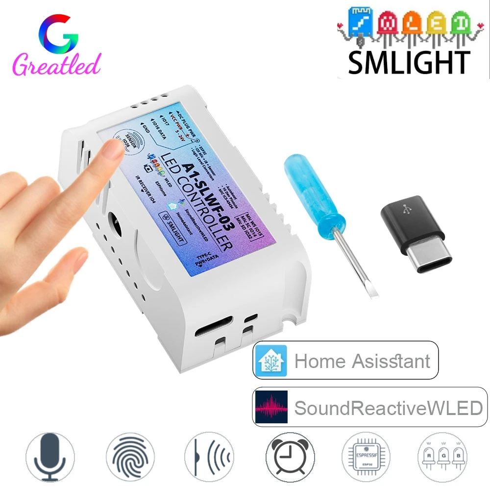 SMLIGHT-WLED-ESP32-Mic-RGBIC-Pixels-LED-Controller-Soundreactive ...