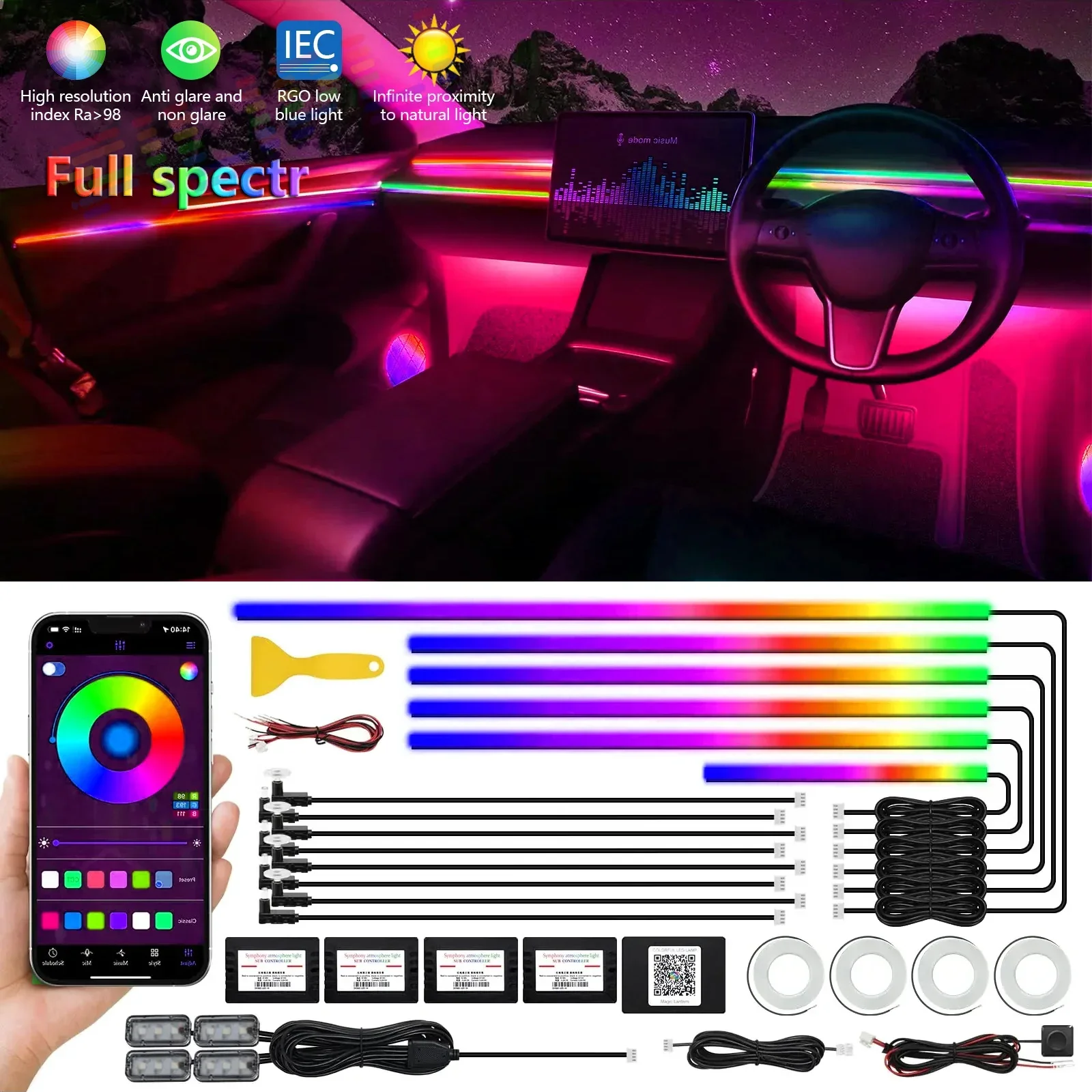 22 In1 Neon Car Interior LED Acrylic Strip Car Ambient Lights For BMW ...