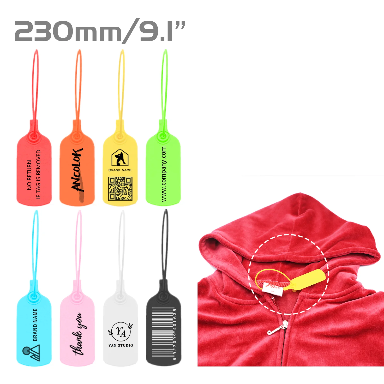 Ancolok-100Pcs-Custom-Brand-Logo-Tags-Safety-of-Clothes-Shoes-Bags ...