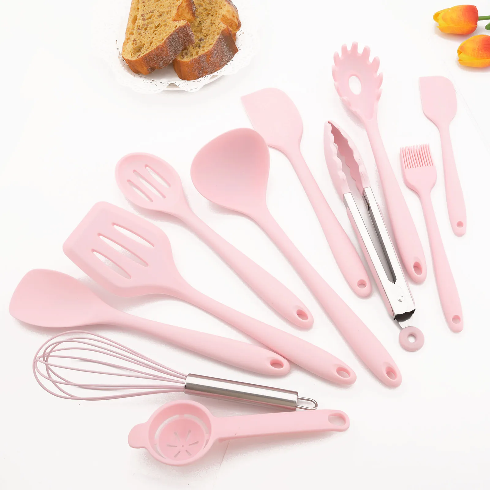 Food Grade Pink Silicone Kitchenware Cooking Spatula Soup Spoon Brush ...