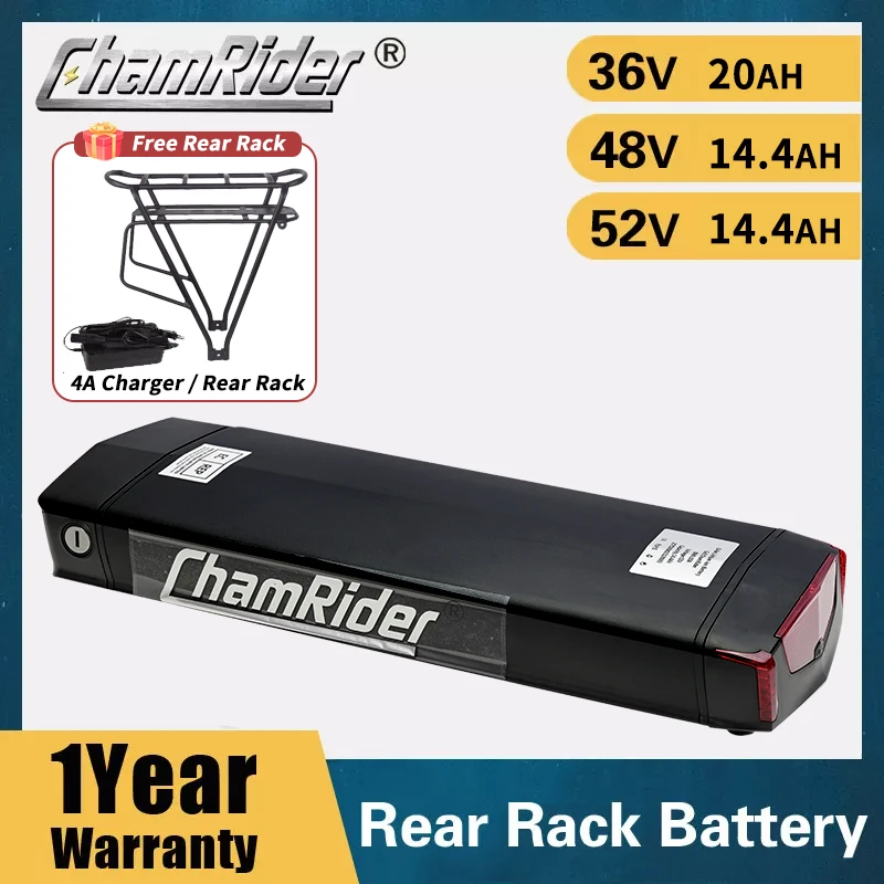 ChamRider-Bicycle-Rear-Rack-Ebike-Lithium-Electric-Battery-48V-36V-52V ...