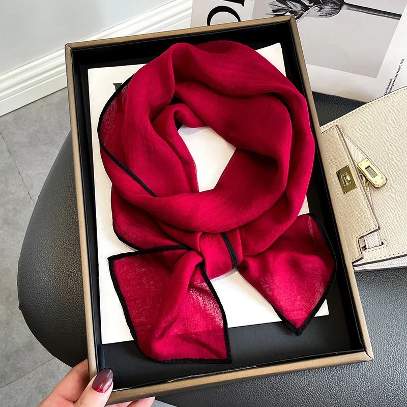2024-Red-Silk-Skinny-Ribbon-Scarf-Women-Luxury-Hair-Hand-Bag-Wrist ...
