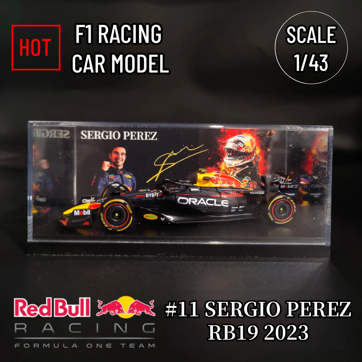 Modelo-Red-Bull-Racing-Car-F1-2023-RB19-com-Perez-Signature-Showcase ...