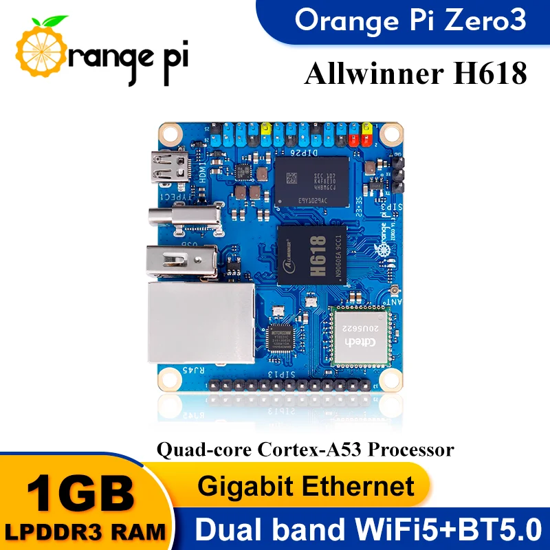 Orange Pi Zero 3 Development Board 1GB Ram Allwinner H618 Chip Wifi-BT5.0 LPDDR4 Single Board ...