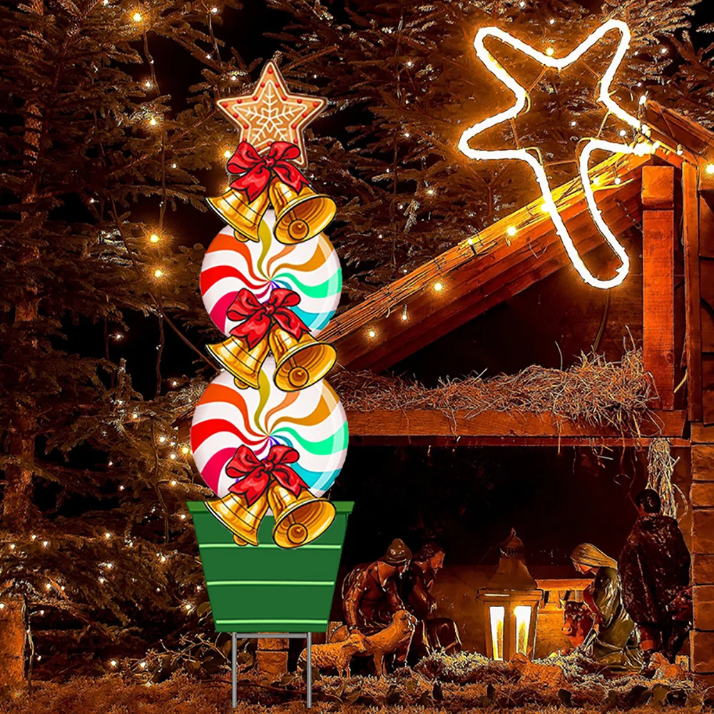 Christmas-Yard-Signs-Garden-Stake-Decorations-Lollipop-Bells-Plastic ...