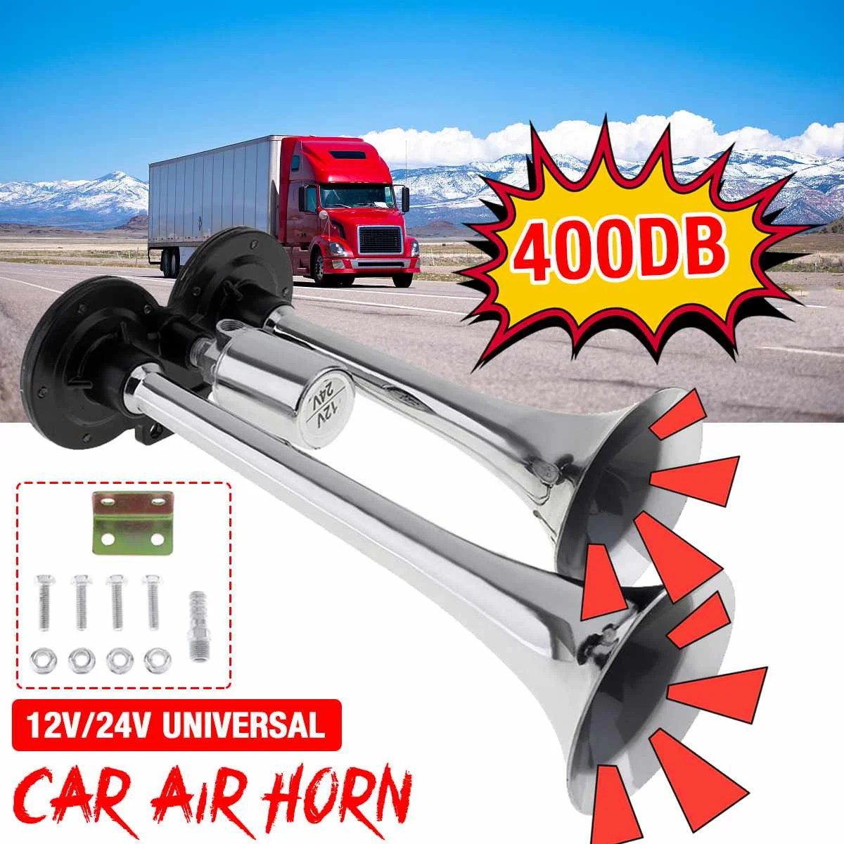 1pcs-12V-24V-400DB-Super-Loud-Dual-Tone-Trumpet-Auto-Car-Air-Horn-Set ...
