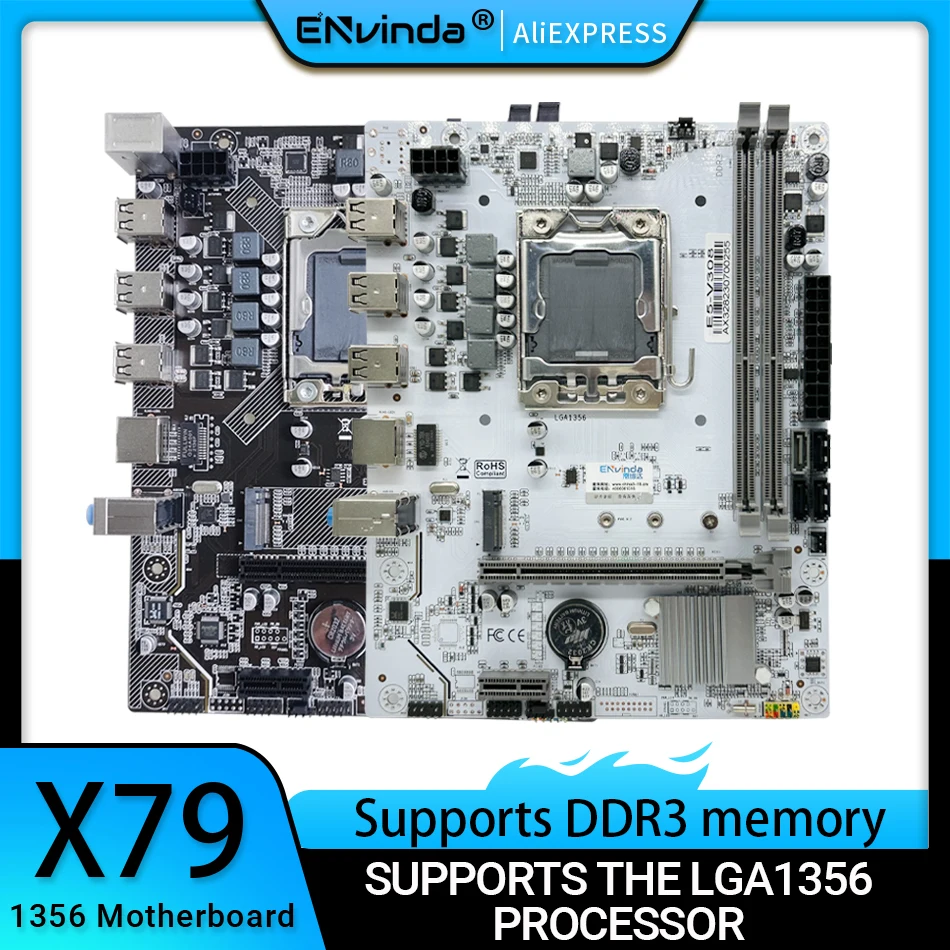 Placa base X79 LGA 1356 compatible con procesador Serie E5, memoria de ...