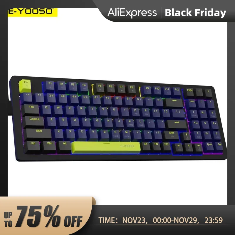 E-YOOSO-Z94-USB-Mechanical-Gaming-Keyboard-Wired-Monochrome-Backlit-94 ...