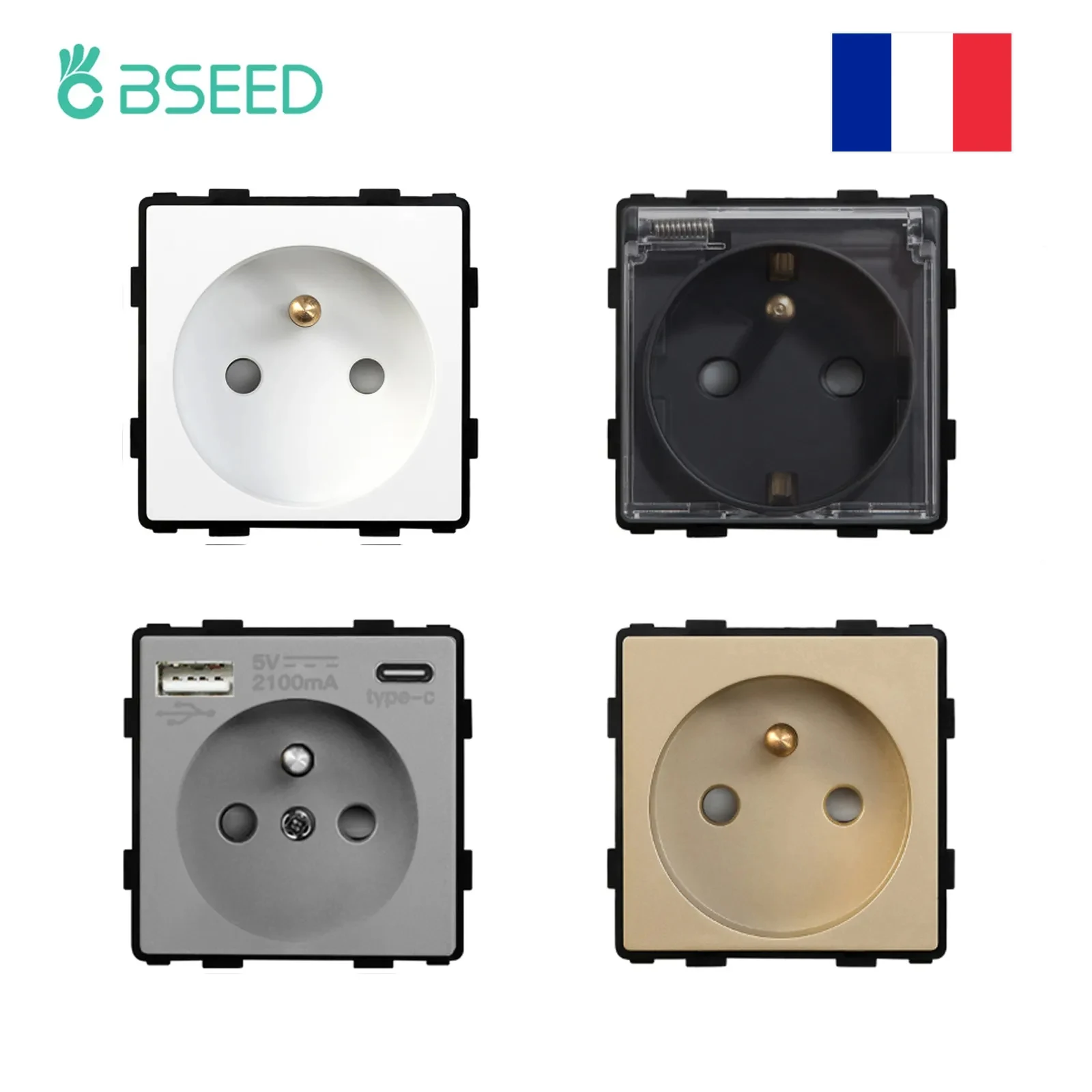 BSEED-French-Standard-Socket-DIY-Parts-Plastic-Materials-For-USB-Charge ...