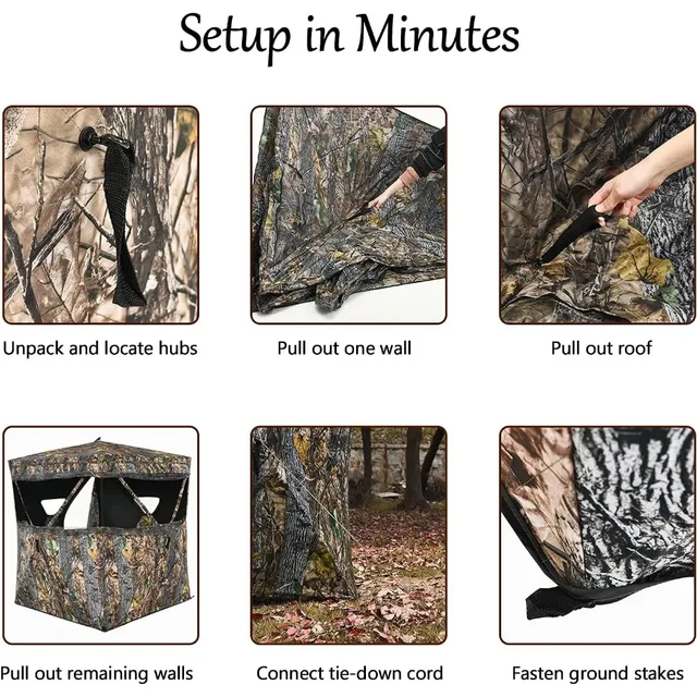 3 Person Pop up Ground Blind, Portable Hunting Blind with Mesh Windows ...