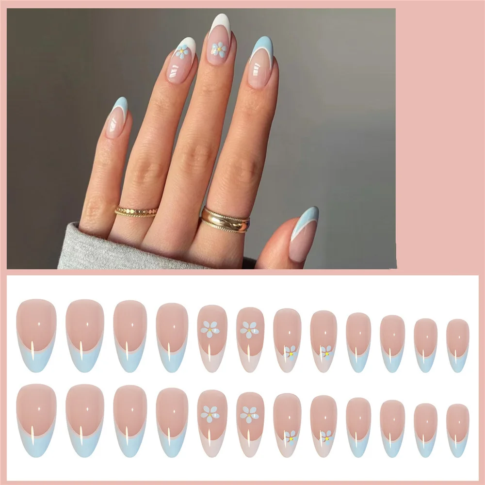 Light Blue Almond Nails