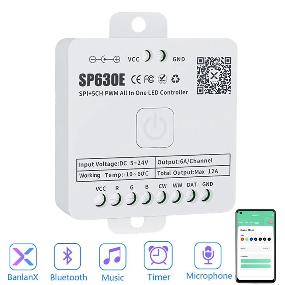 DC5-24V SP630E All In One led Controller 5CH PWM SPI Pixels For LED ...