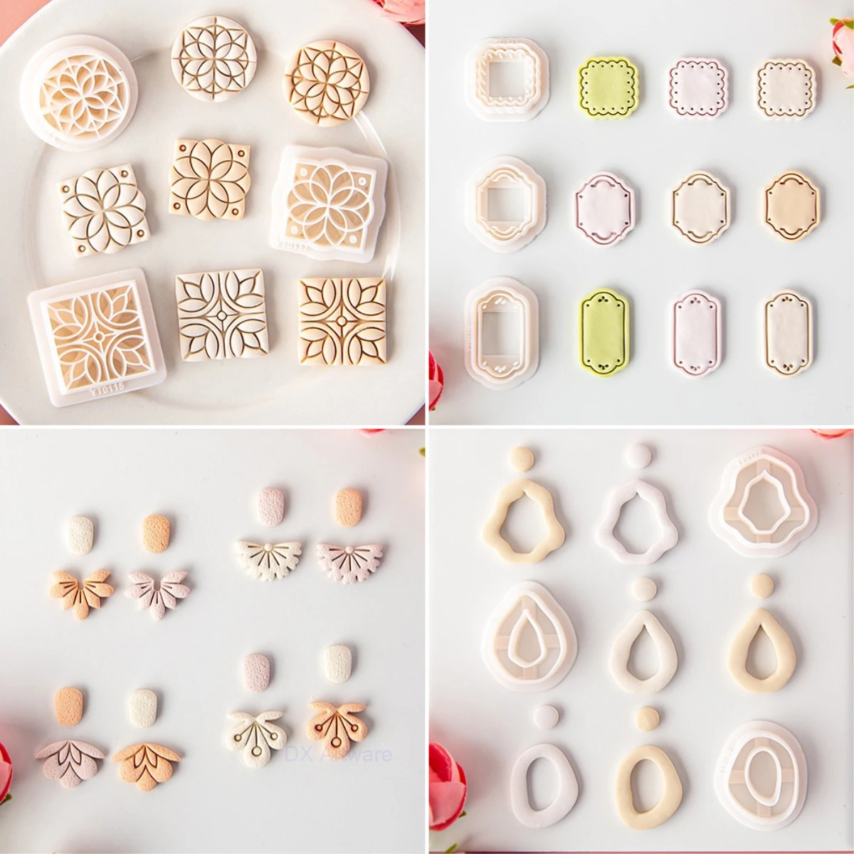 HOT Boho Bohemian Style Polymer Clay Cutter Feather Fan Lotus Geometry ...