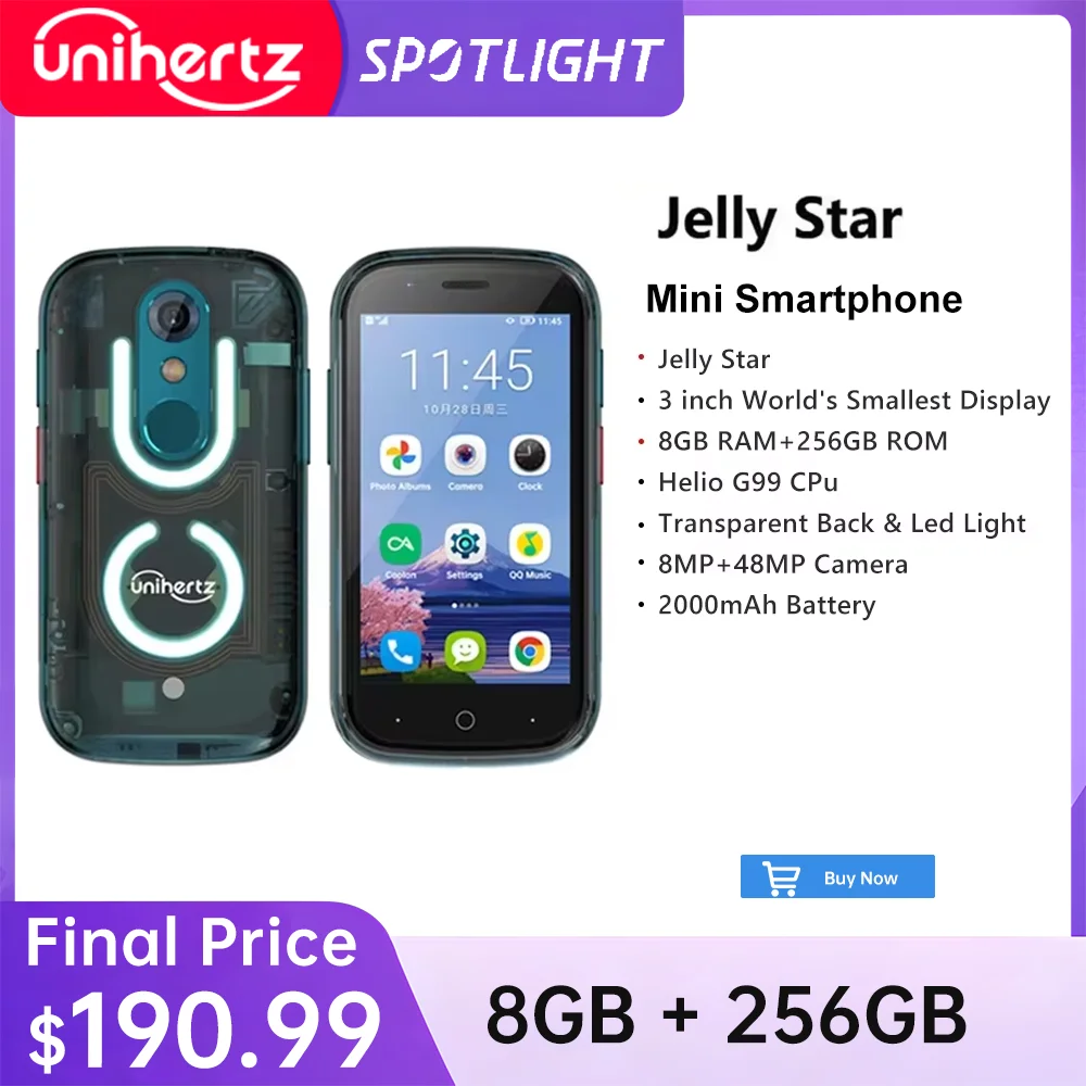 Unihertz-Jelly-Star-Mini-Smartphone-Android-13-8-GB-256-GB-LED-Licht-entsperrt-transparente ...