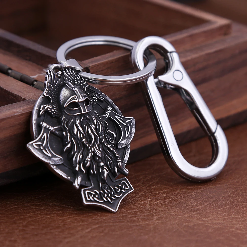 Vintage-Norse-Warrior-Double-Axe-Raven-Keychain-For-Men-316L-Stainless ...