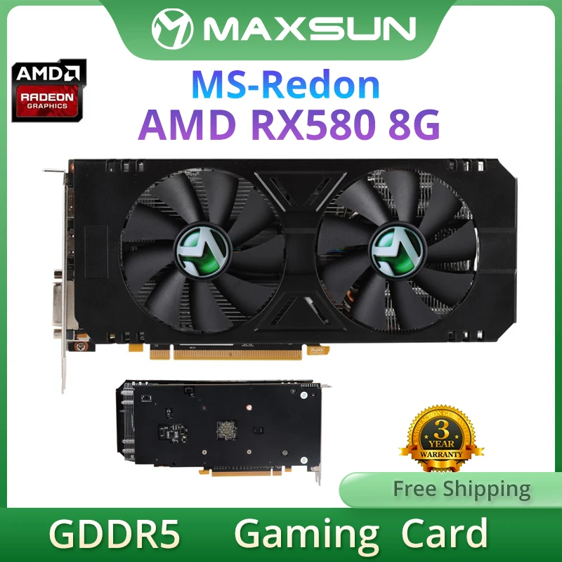 MAXSUN-tarjeta-gr-fica-AMD-Radeon-RX580-Original-8G-GDDR5-memoria-de-v ...