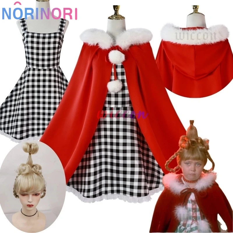Disfraz-de-Anime-Cindy-Lou-vestido-a-cuadros-Cindy-traje-con-capa-roja ...