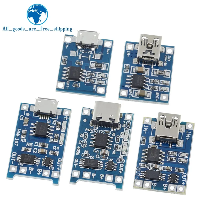10PCS Type C Micro Mini 5V1A 18650 TP4056 Lithium Battery Charger ...