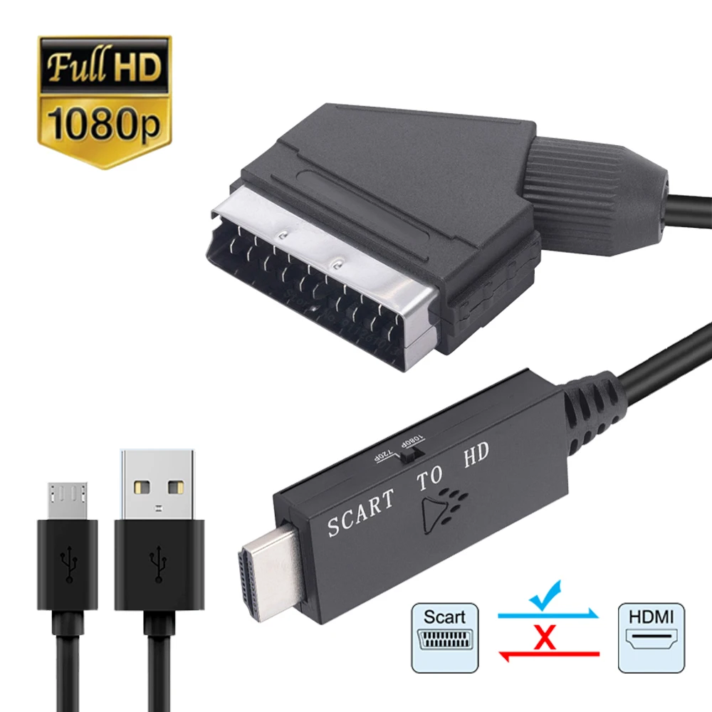 Scart To HDMI compatible Converter Audio Video Adapter for HDTV/STB/VHS ...