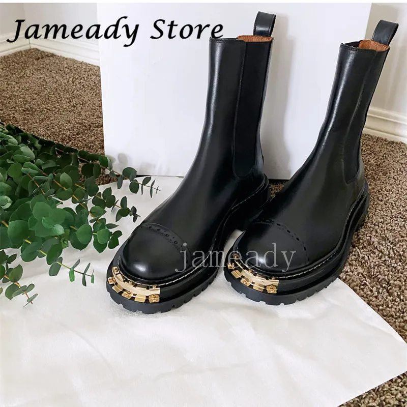 Women-Metal-Element-Chelsea-Boots-Genuine-Leather-Platform-Boots-Chunky ...