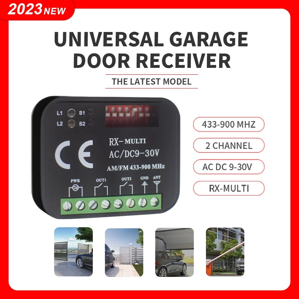 2 Channel RX-MULTI Garage Door Receiver for 433-868mhz Remote Control ...