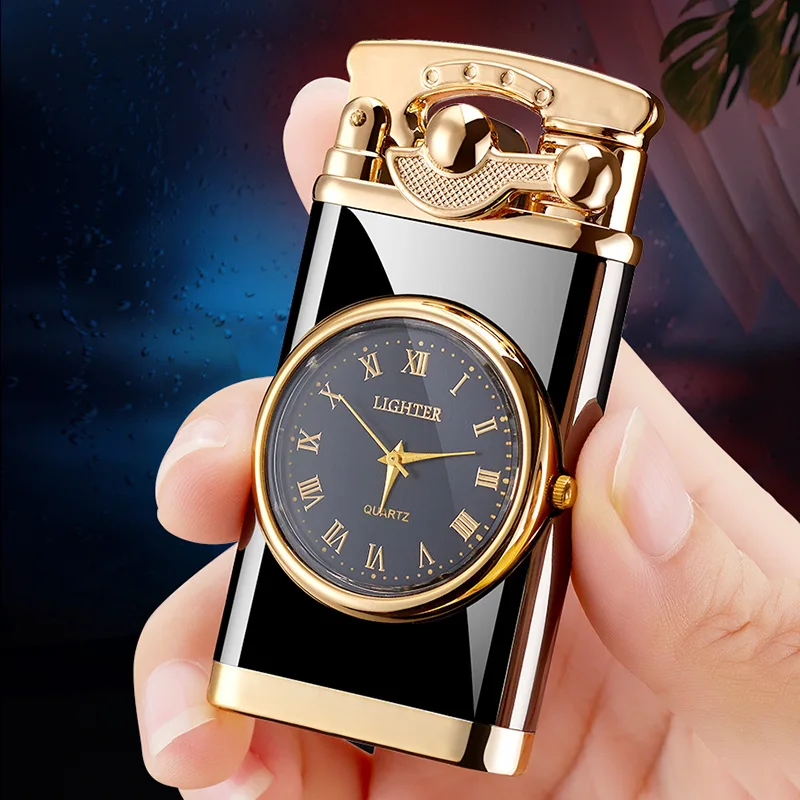 Watch-Creative-Rocker-Gas-Lighter-Metal-Body-Quartz-Dial-Torch-Lighter ...