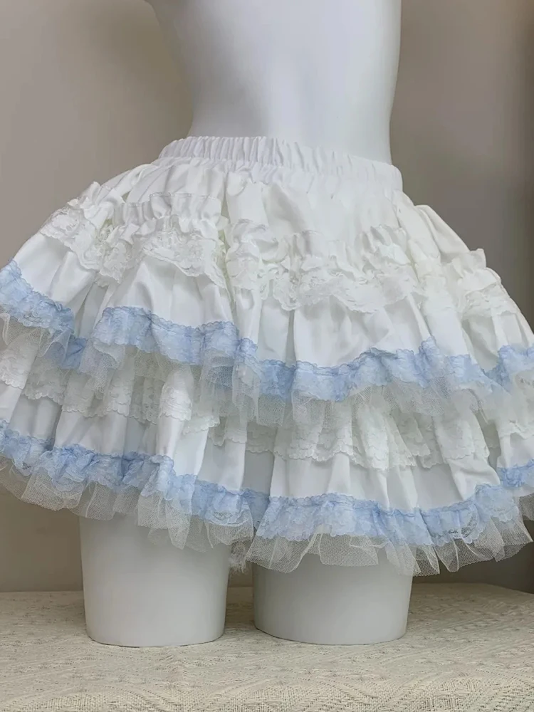 Zoki Lolita Sweet Cake Skirts Women Slim Lace Patchwork Sexy Mini Ball ...