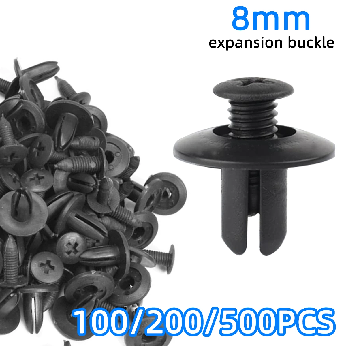 8mm-Hole-Door-Rivet-Plastic-Clip-100pcs-Fasteners-Black-Cars-Lined ...