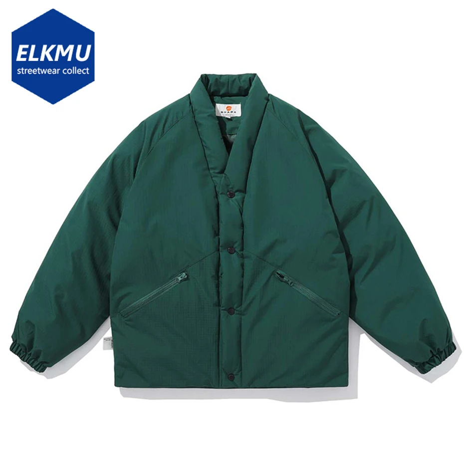 Men 2022 Winter Jackets Japan Style Harajuku Loose Parkas Coat Solid ...