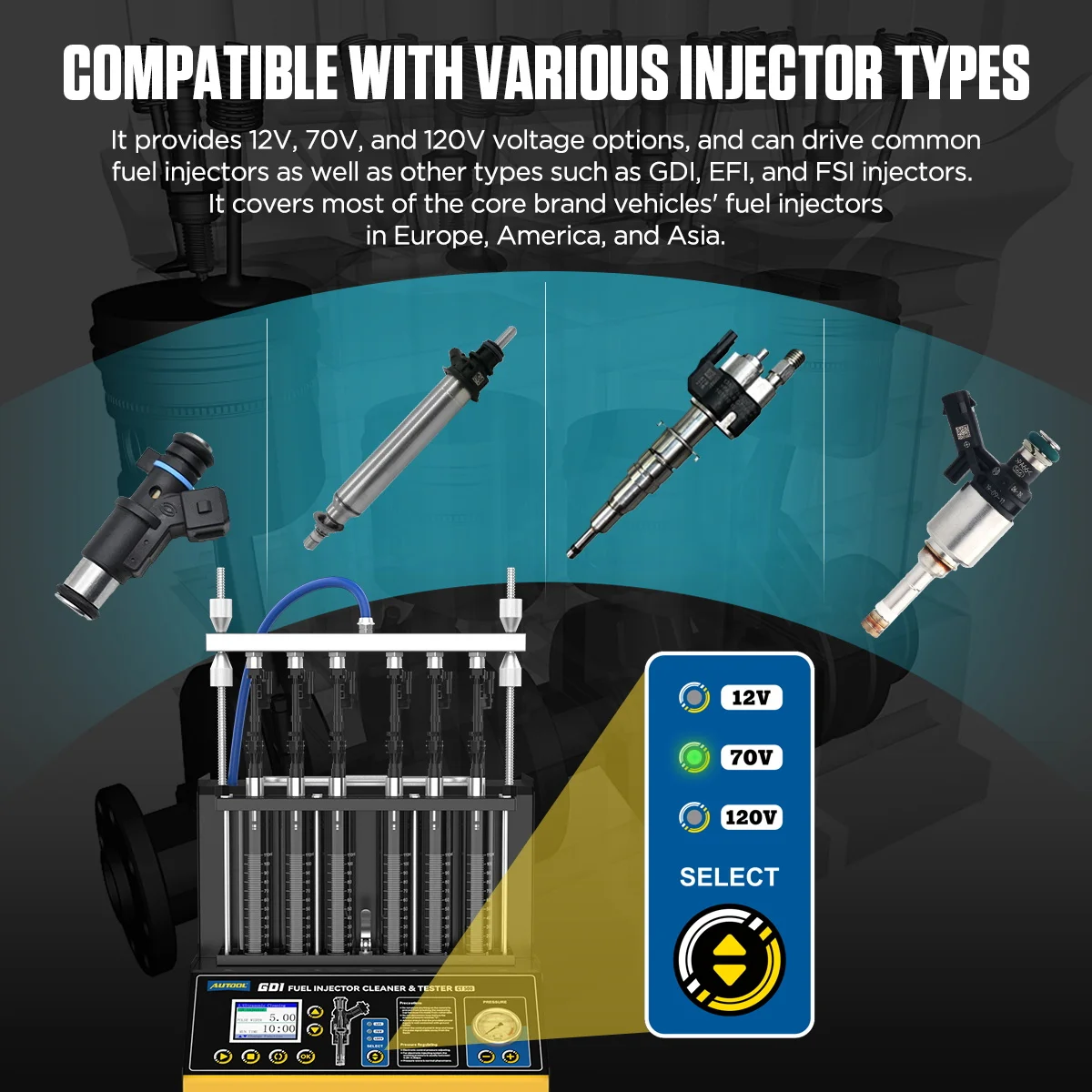AUTOOL CT500 GDI EFI FEI Fuel Injector Cleaner & Tester Machine 6 ...