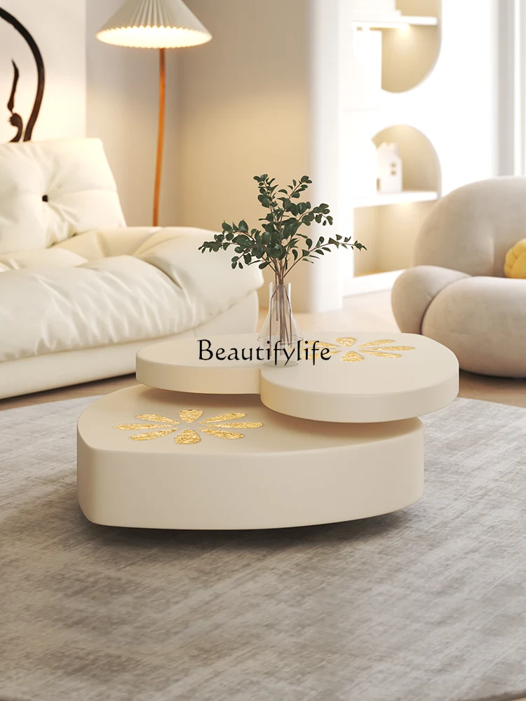 Cream-Style-Petal-Coffee-Table-Living-Room-Small-Apartment-Shaped ...