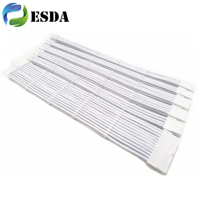 Full White Sleeved Motherboard, cabo de extensão de energia, 24Pin, ATX ...