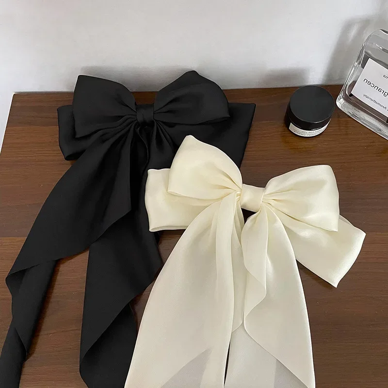 Elegant-Bow-Ribbon-Hair-Clip-for-Girls-Fashion-Simple-Solid-Satin-Clip ...