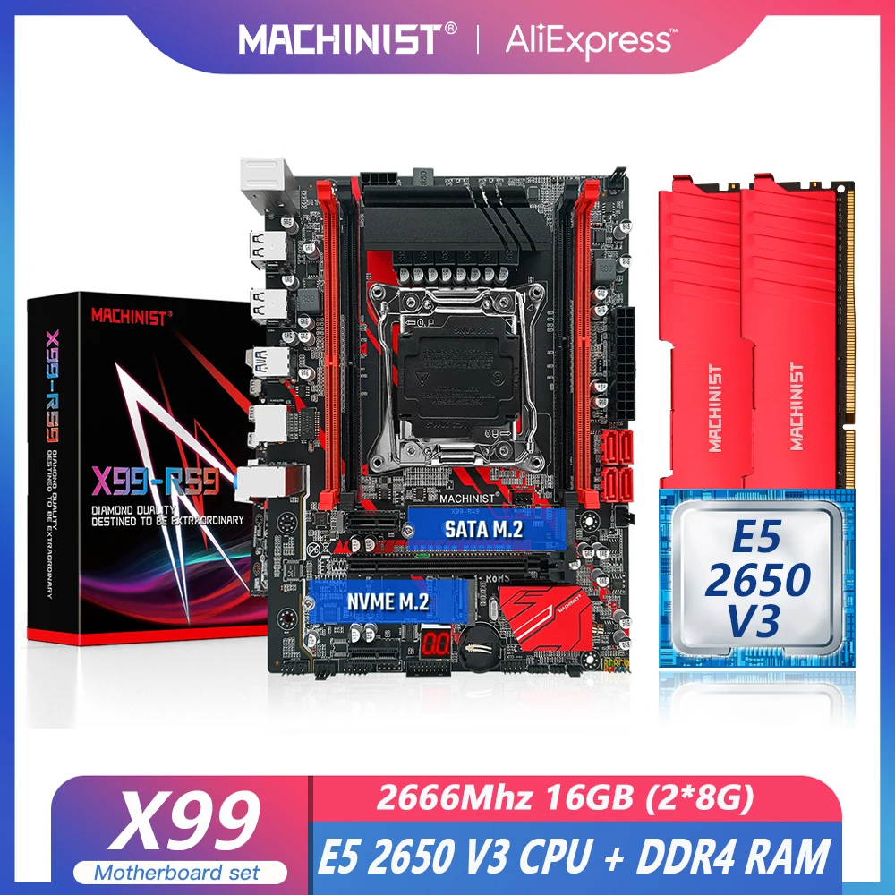 Machinist X99 Motherboard Set Kit With Intel Xeon E5 2640 V3 Cpu 2*8gb ...