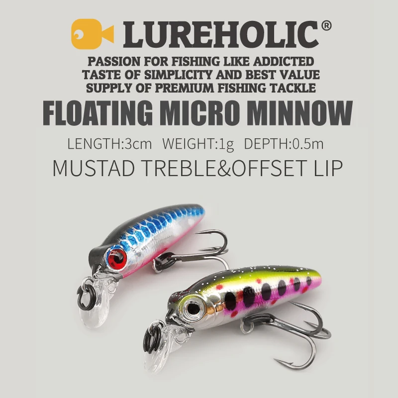 Lureholic 3cm 1g Mini Floating Micro Minnow Hard Lure Bait - Fishing ...