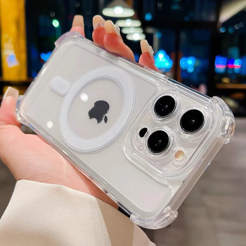 For-Magesafe-Magnetic-Transparent-Wireless-Charge-Case-For-iPhone-11-12 ...