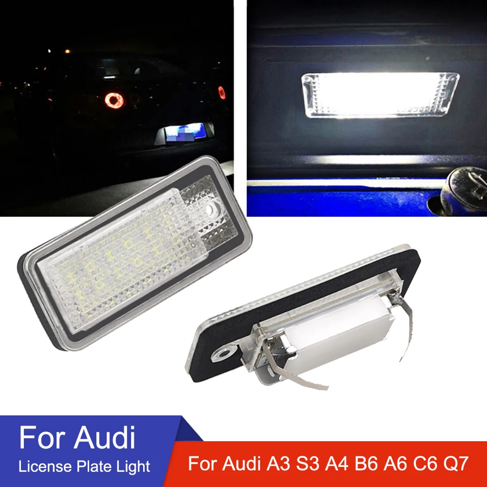 2PCS License Plate Light For Audi A3 S3 A4 B6 B7 A6 C6 4F Q7 RS4 6000K ...