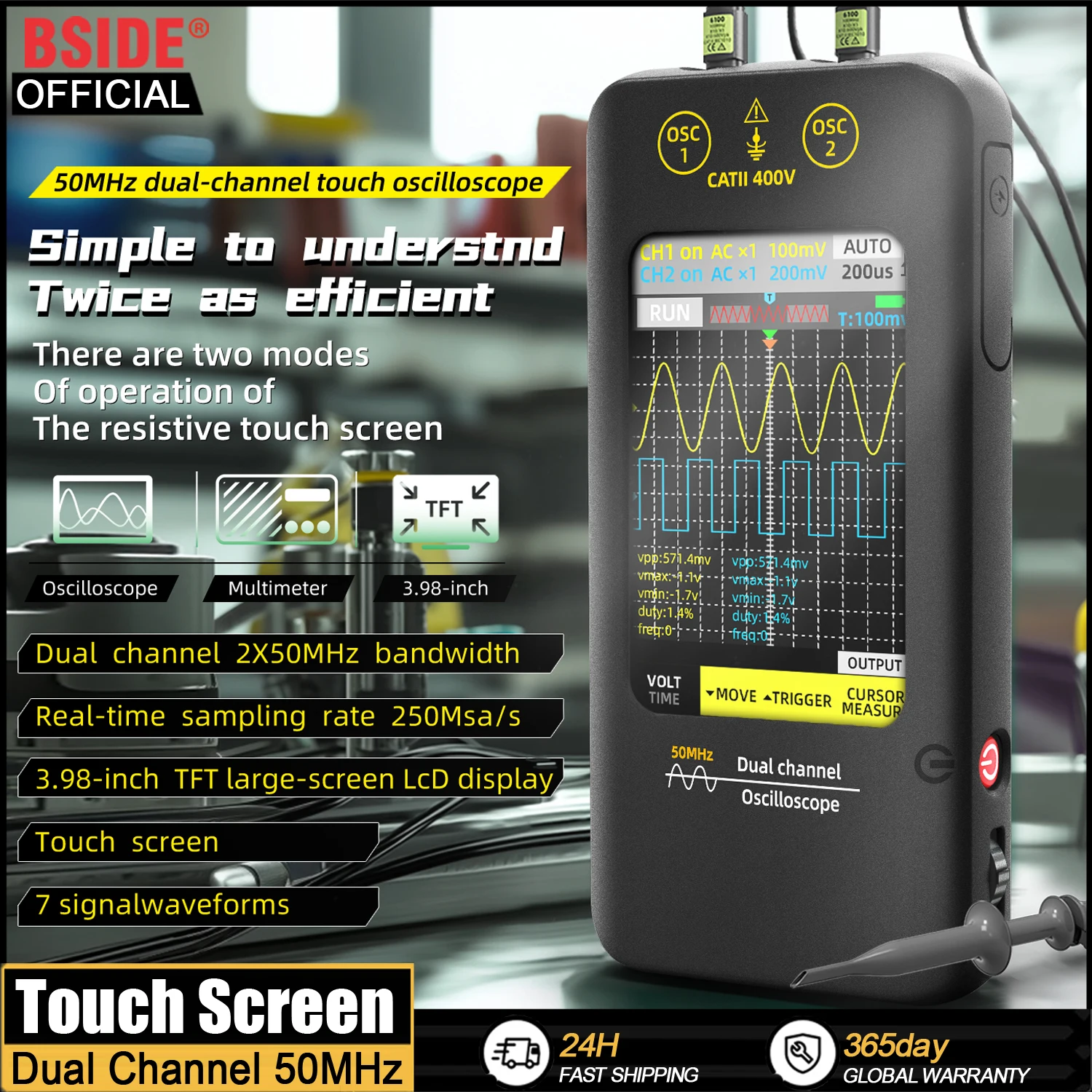BSIDE-New-Touch-Screen-Digital-Oscilloscope-Signal-Generator-Dual-Channel-50MHz-Automatic ...