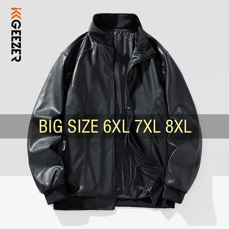 Leather Jacket Men Coats Windproof Oversized 6XL 7XL 8XL Plus Size ...