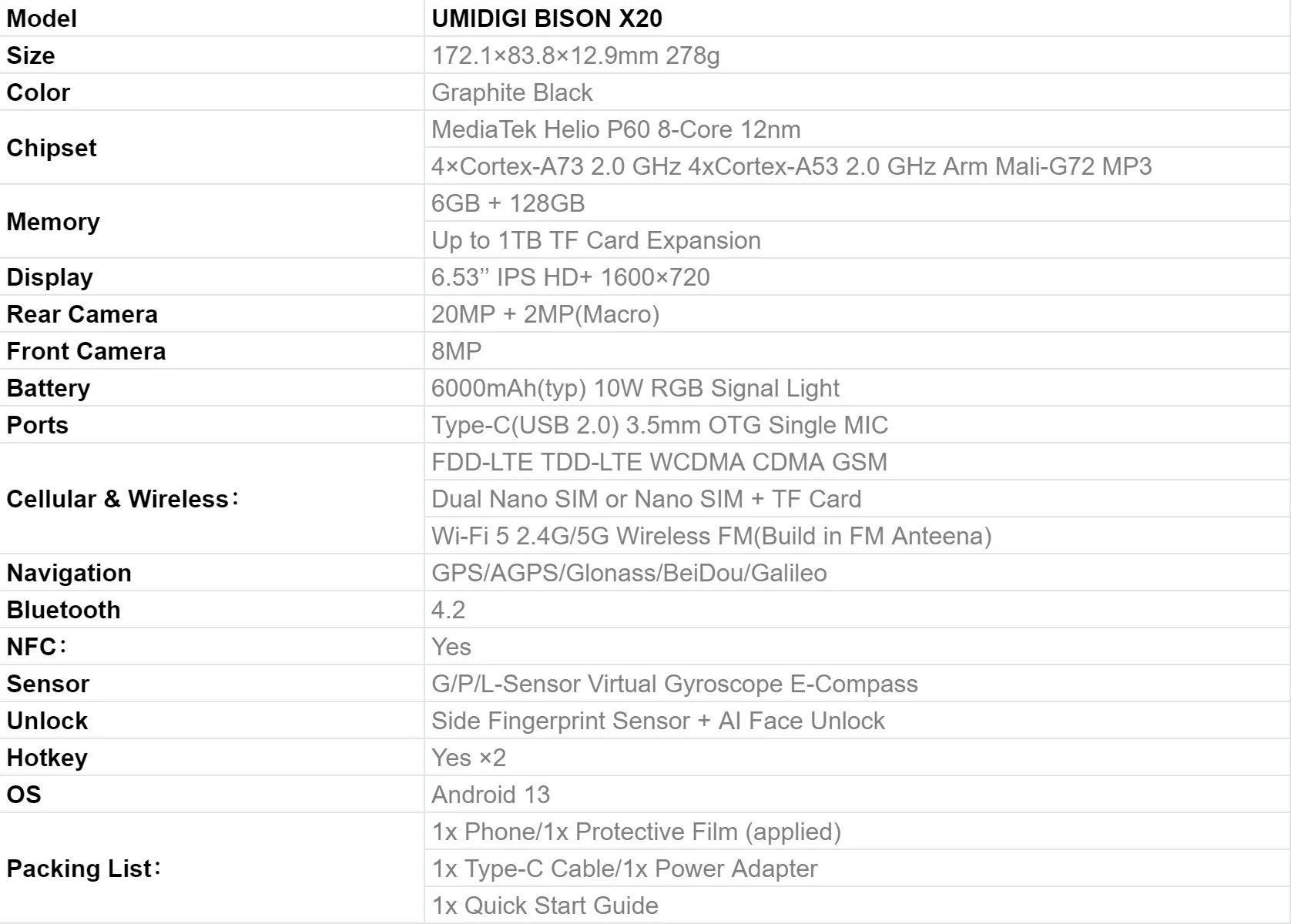 [World Premiere]UMIDIGI BISON X20 Rugged smartphone MTK Helio P60 Octa-Core 6GB 128GB 6.53" HD ...