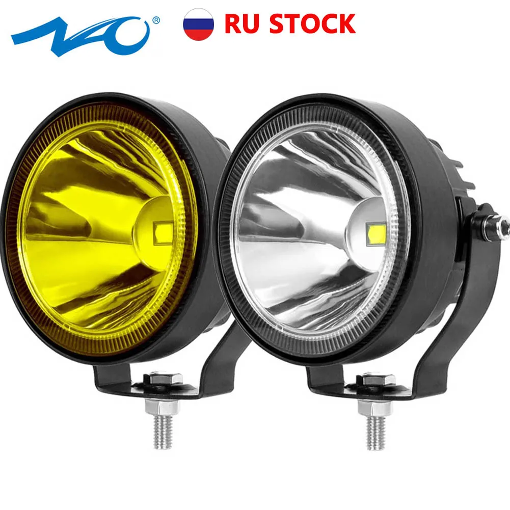 2pcs 4 Inch Led Work Light 12V 24V 4x4 Offroad White Yellow Round Fog ...
